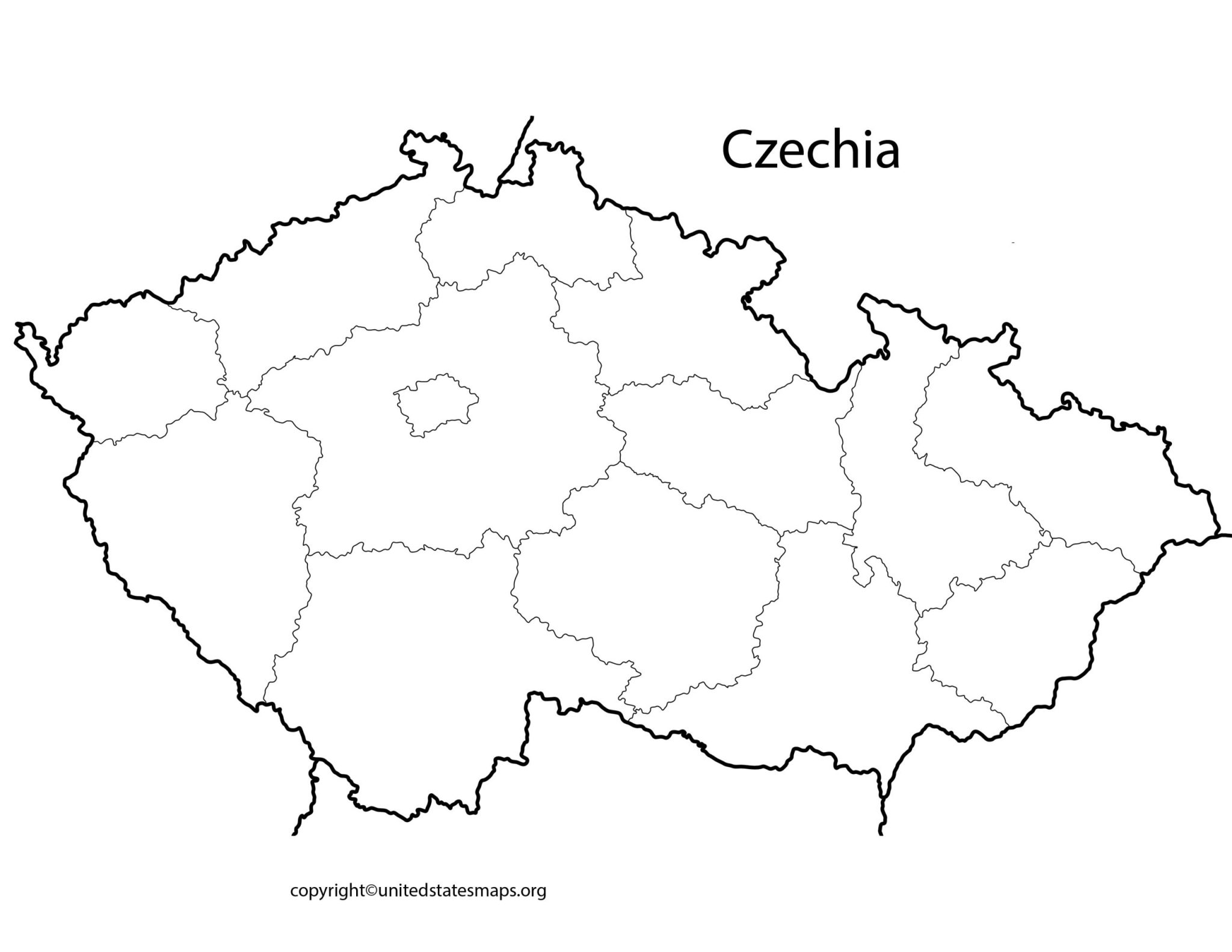 Blank Czechia Map | Blank Outline Map of Czechia