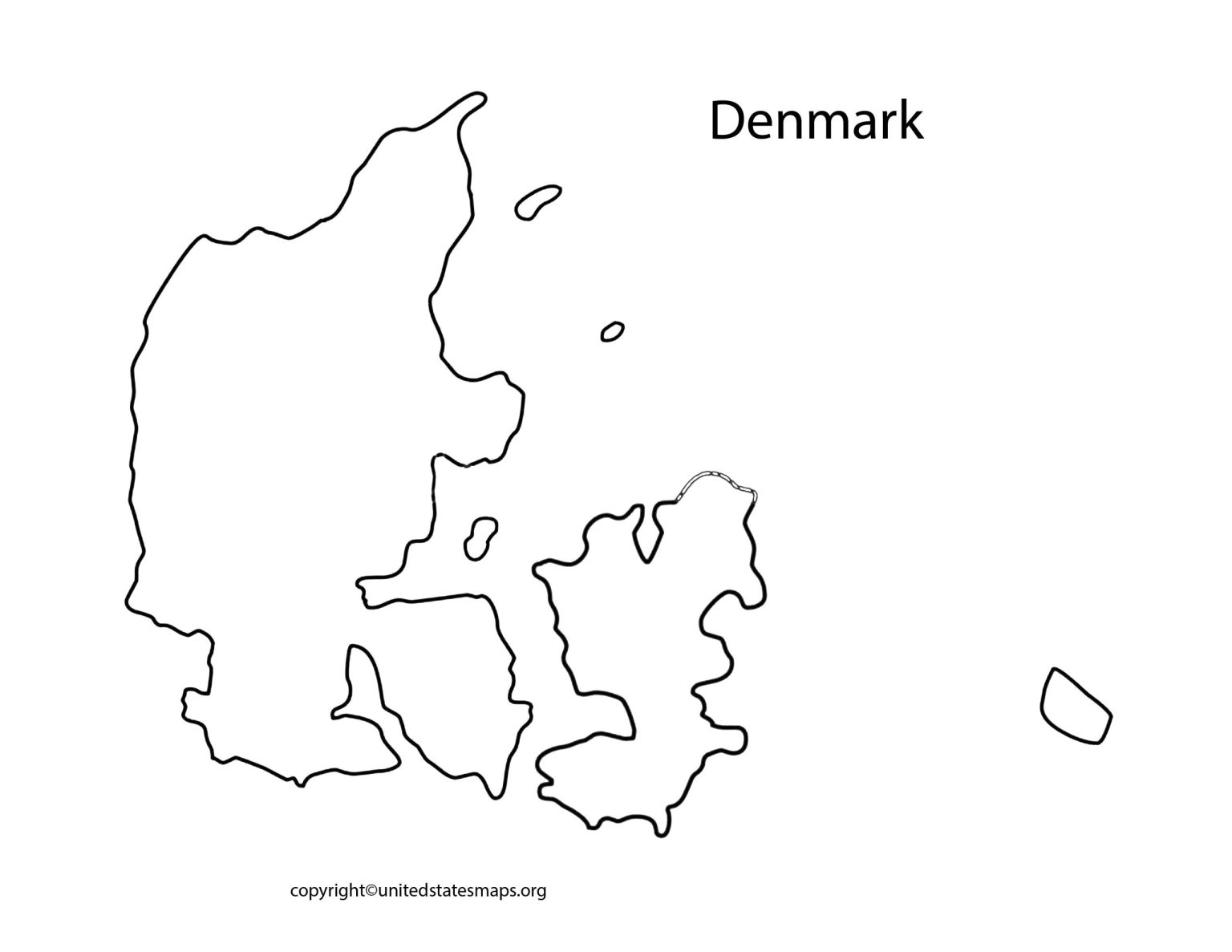 Blank Denmark Map | Blank Outline Map of Denmark