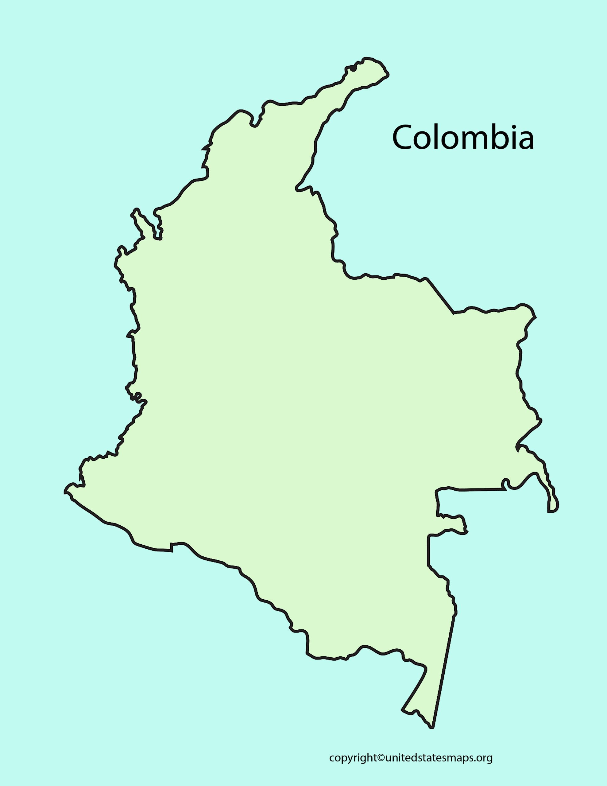 Blank Colombia Map | Blank Outline Map of Colombia