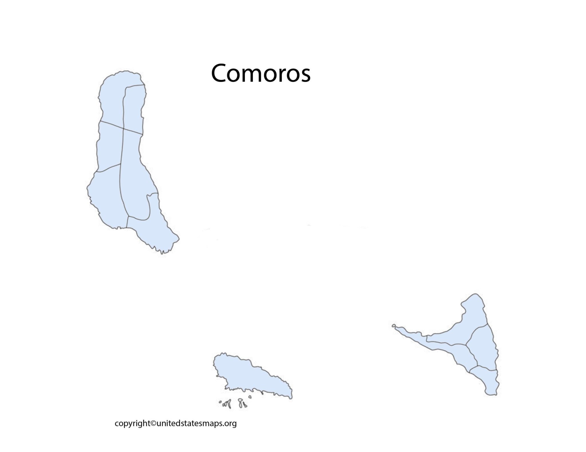 Blank Comoros Map | Blank Outline Map of Comoros