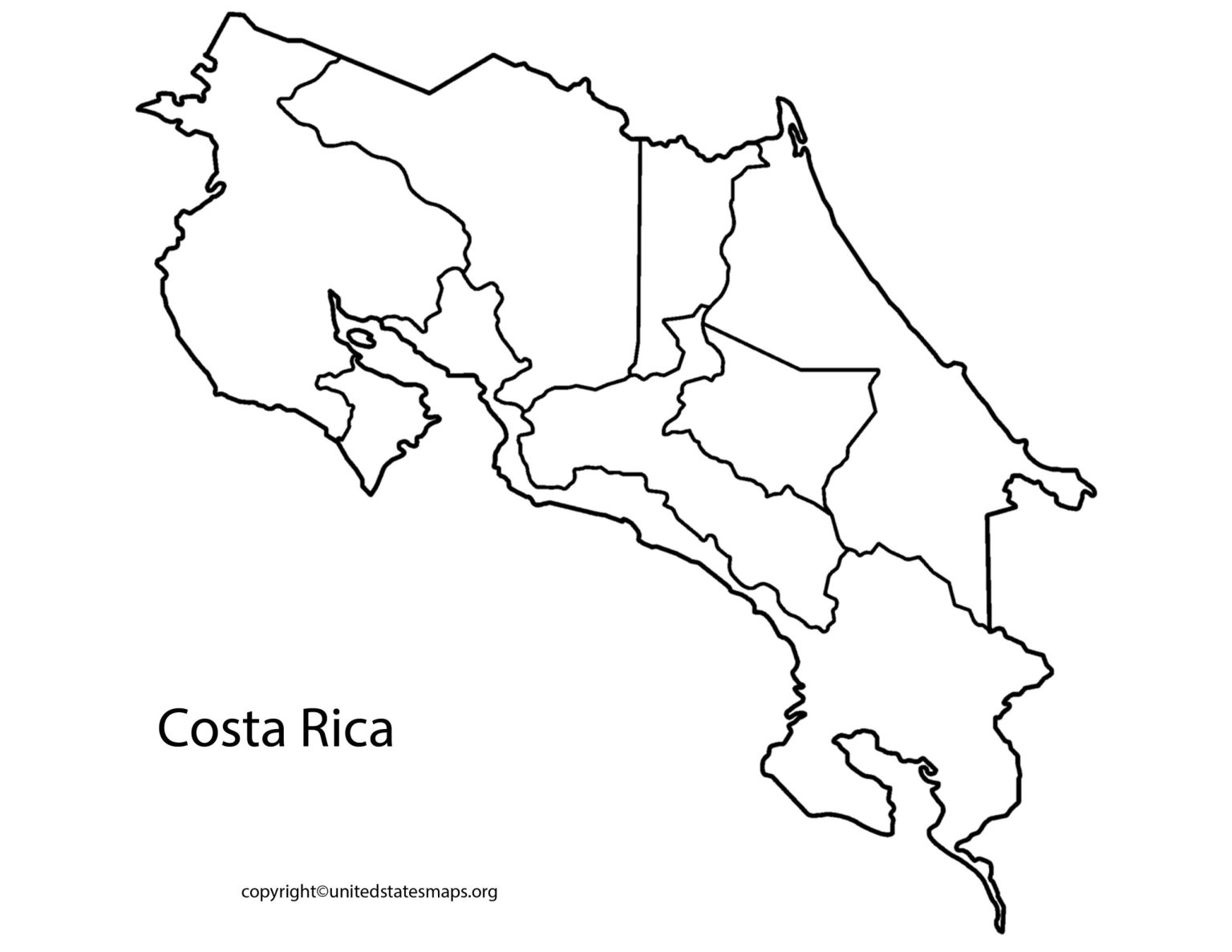 Blank Costa Rica Map | Blank Outline Map of Costa Rica