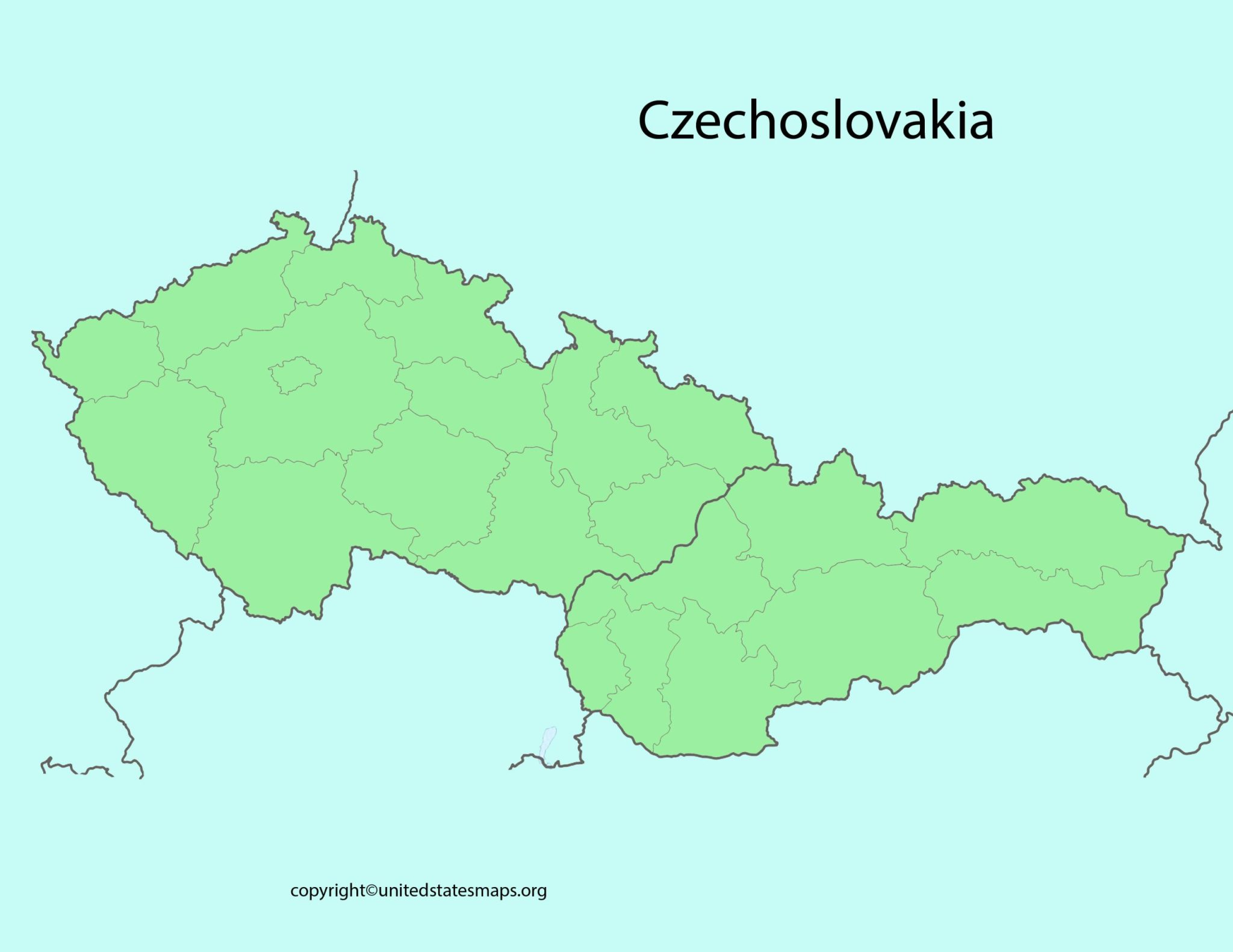 Blank Czechoslovakia Map | Map of Czechoslovakia Blank