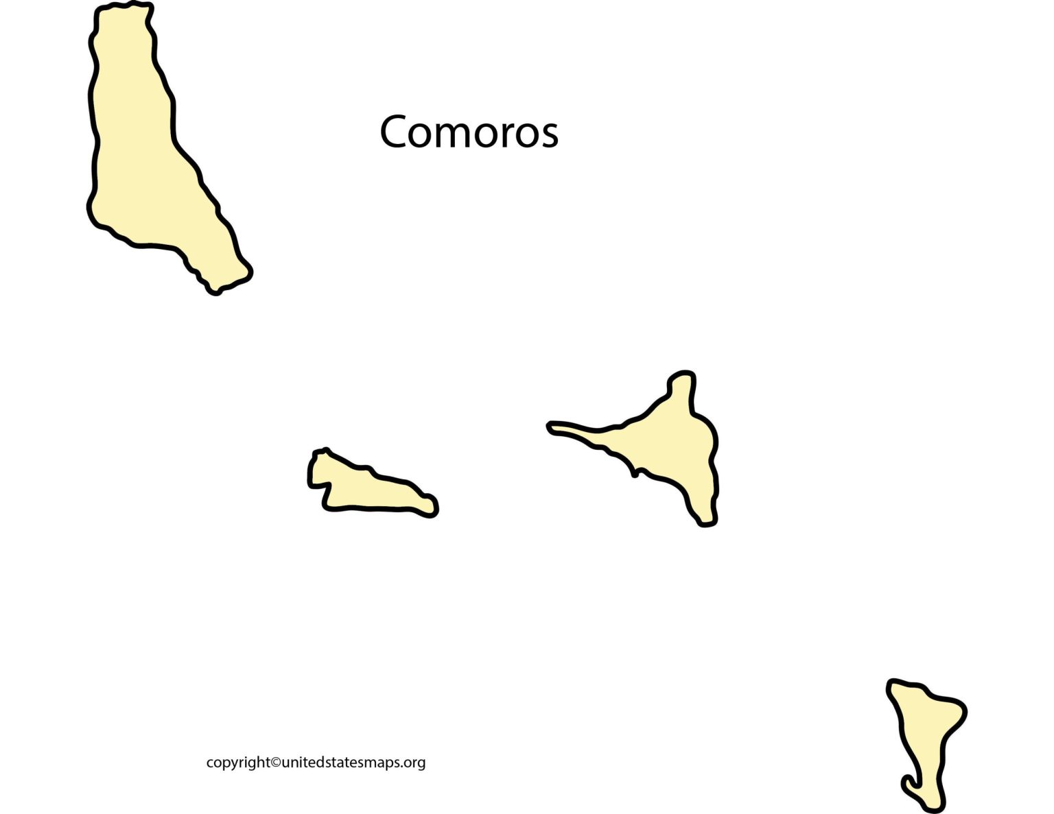 Blank Comoros Map | Blank Outline Map of Comoros