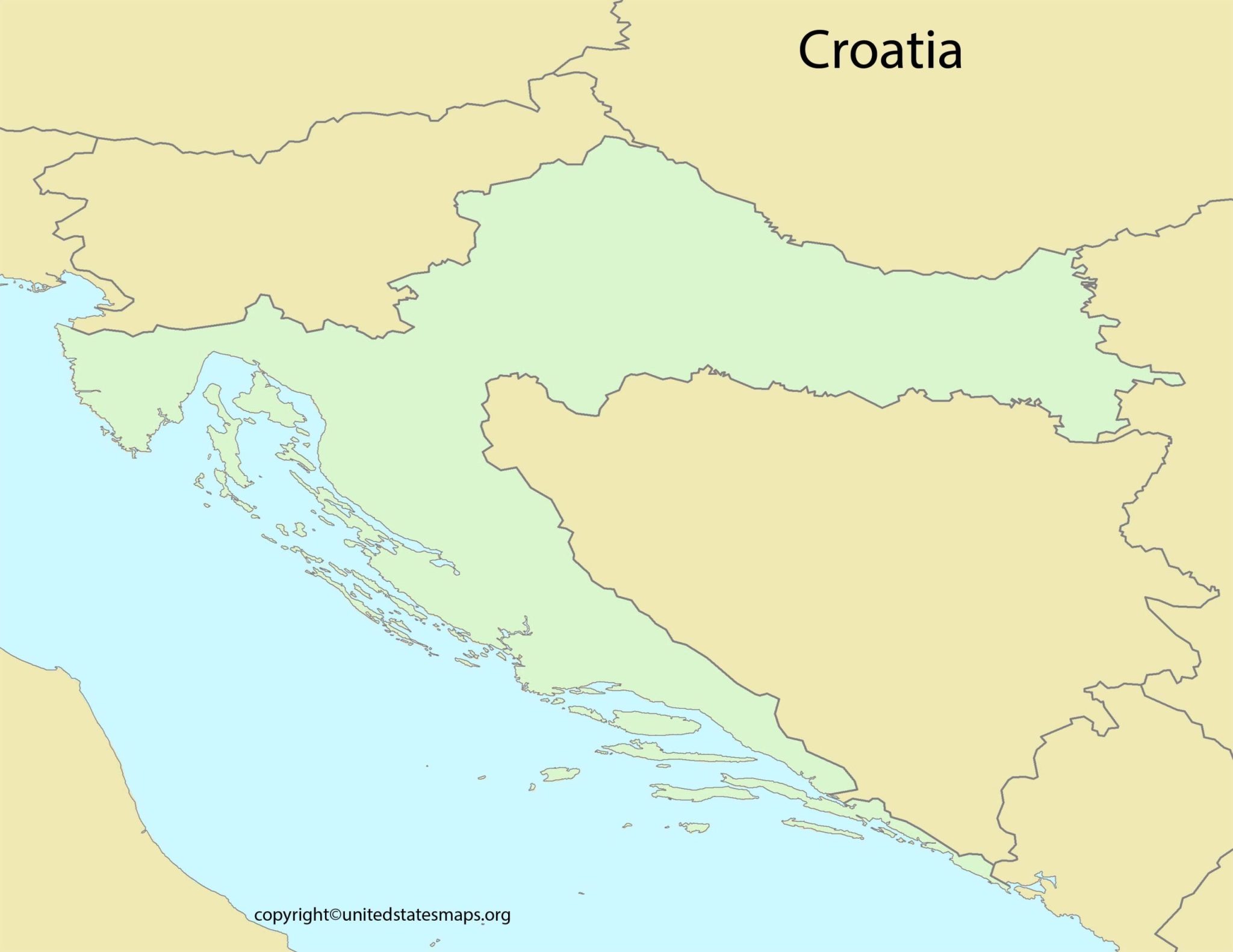 Blank Croatia Map | Blank Outline Map of Croatia