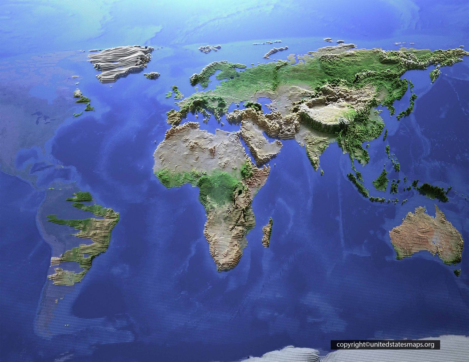Earth Map 3D | 3D Map of the Earth [Printable PDF]