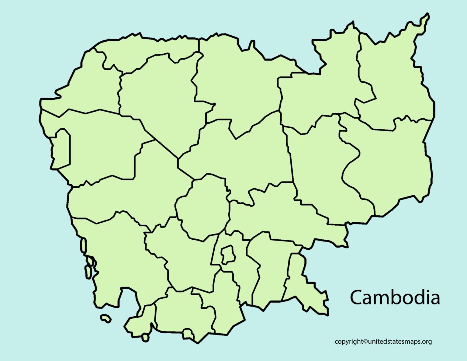 Blank Cambodia Map | Blank Outline Map of Cambodia