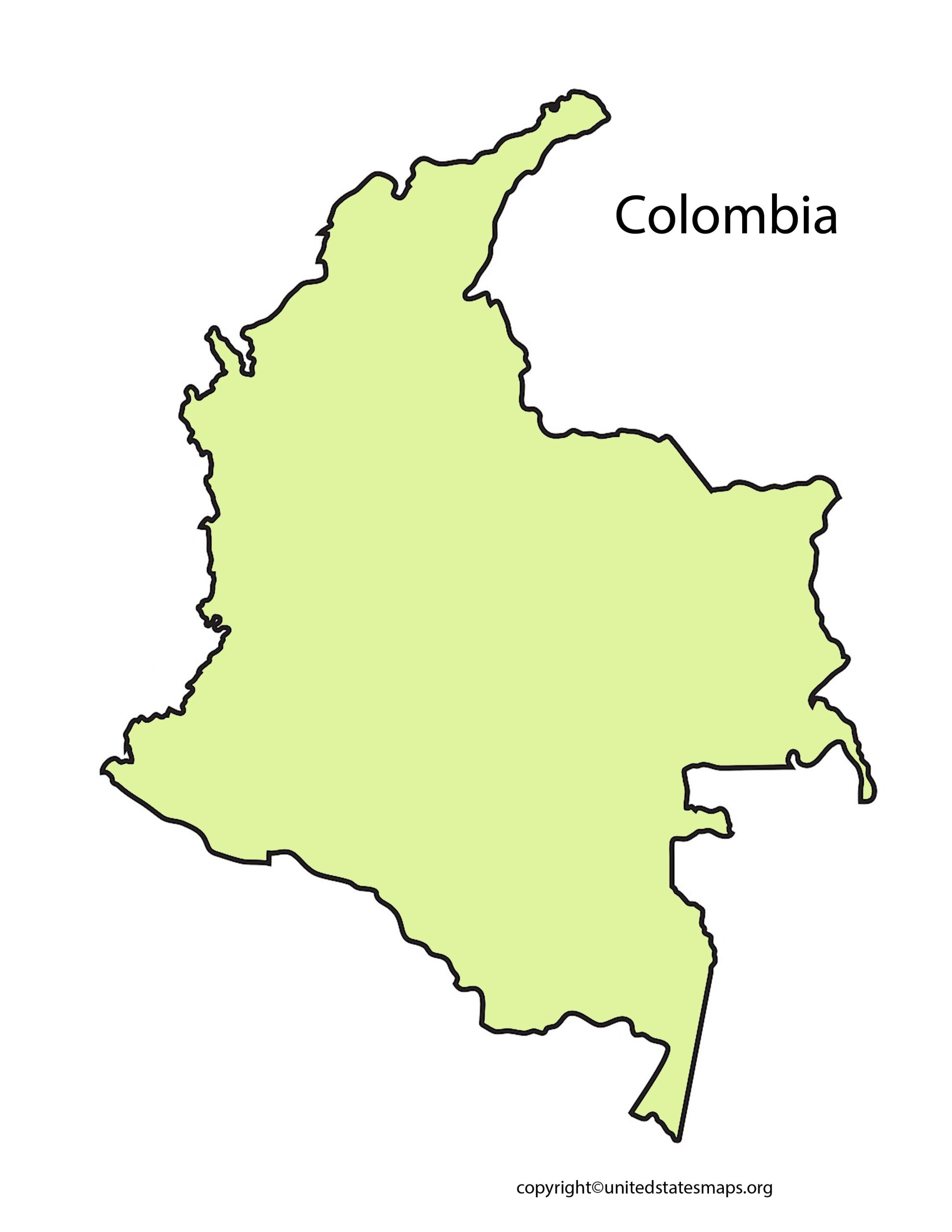 Blank Colombia Map | Blank Outline Map of Colombia