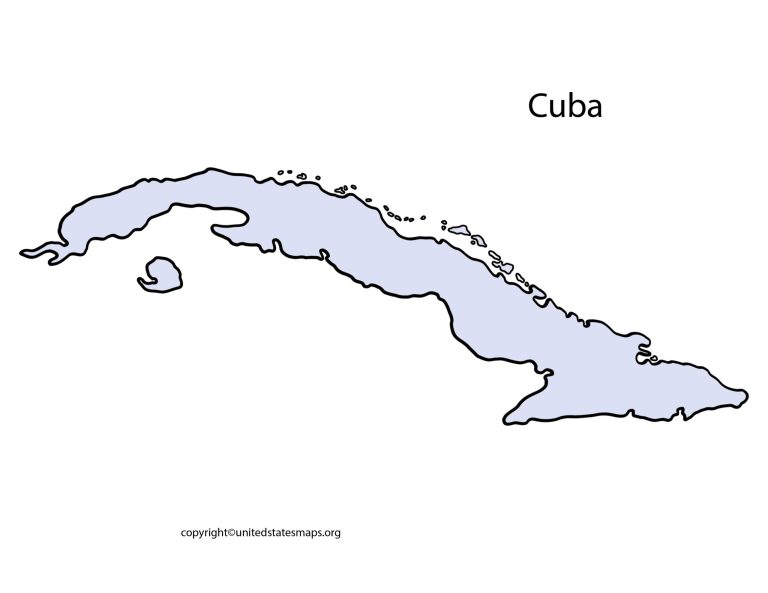 Blank Cuba Map | Blank Outline Map of Cuba