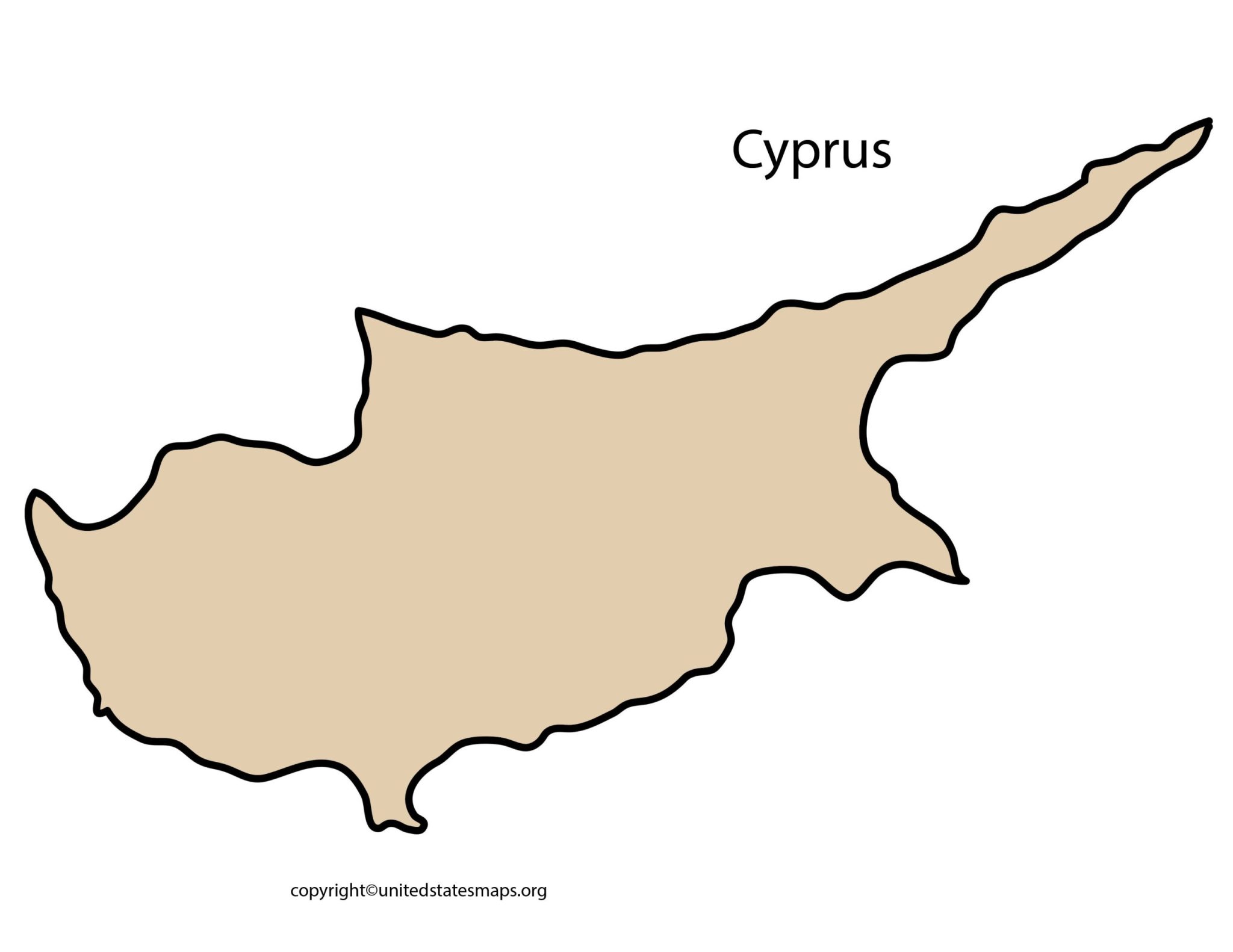 Blank Cyprus Map | Blank Outline Map of Cyprus