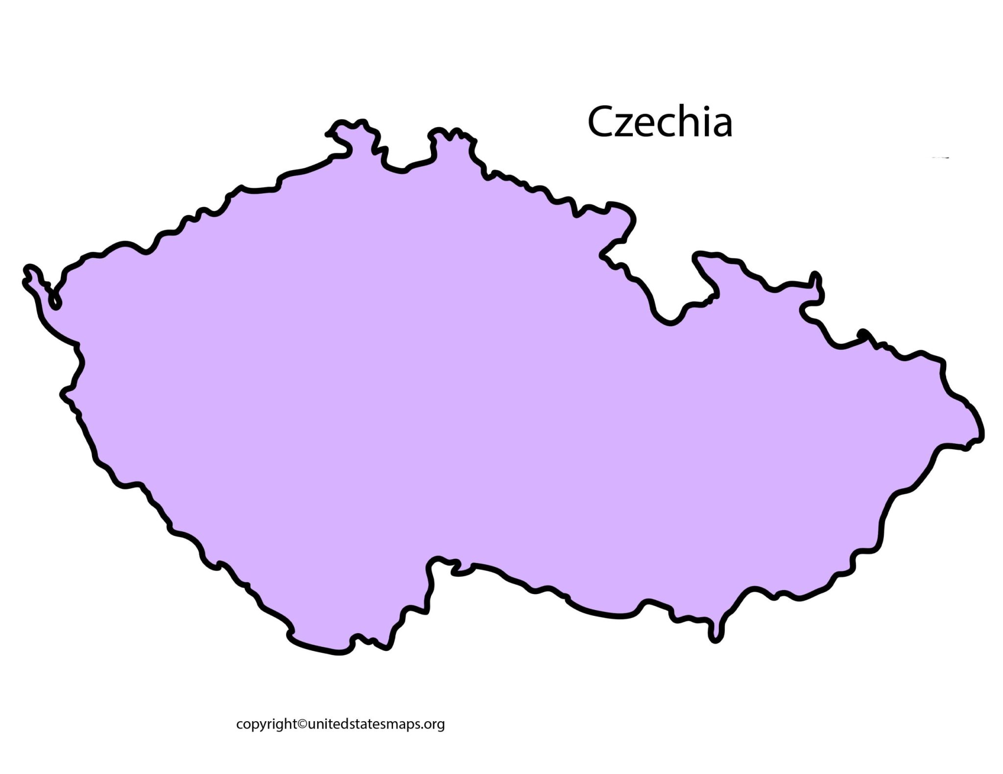 Blank Czechia Map | Blank Outline Map of Czechia
