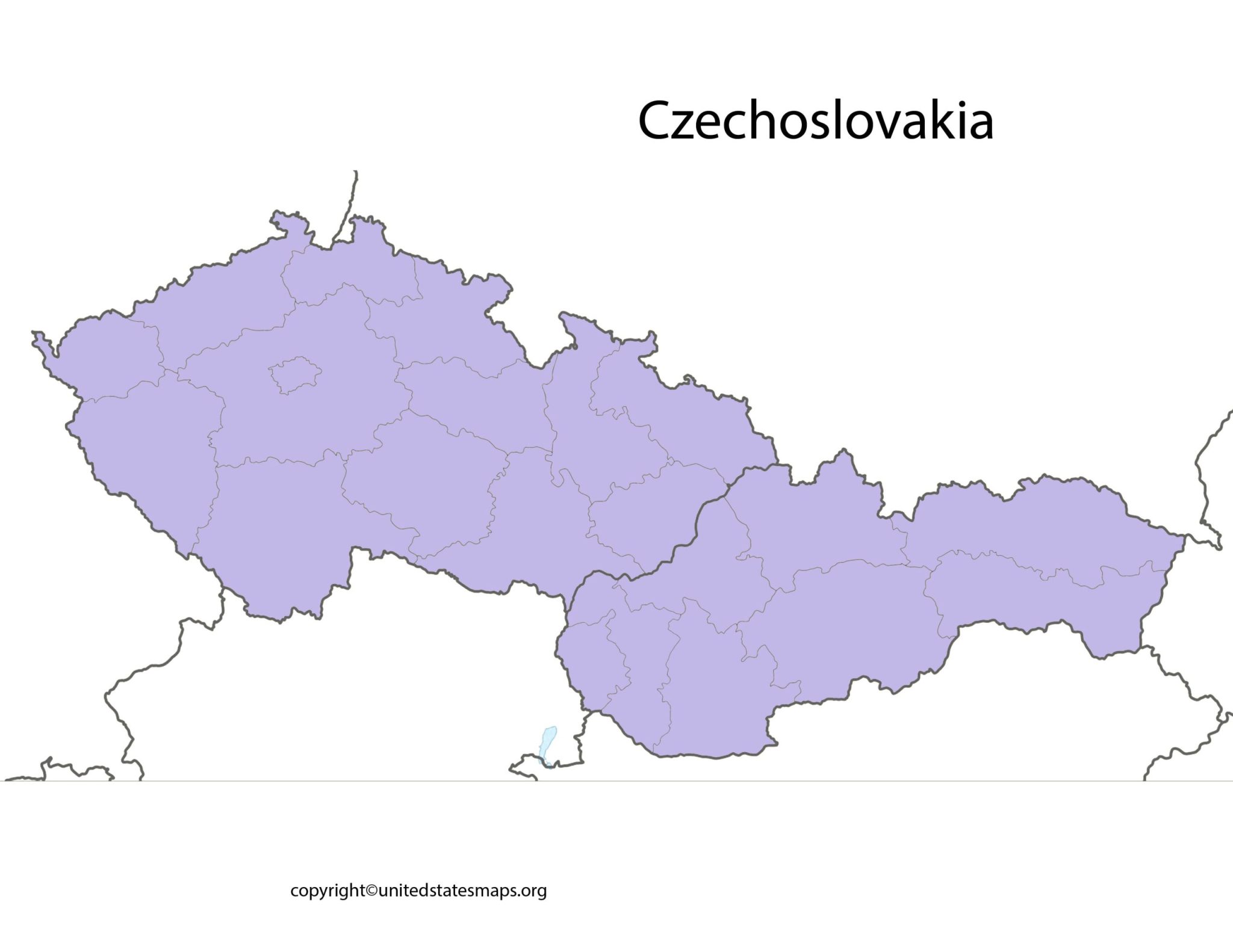 Blank Czechoslovakia Map | Map of Czechoslovakia Blank