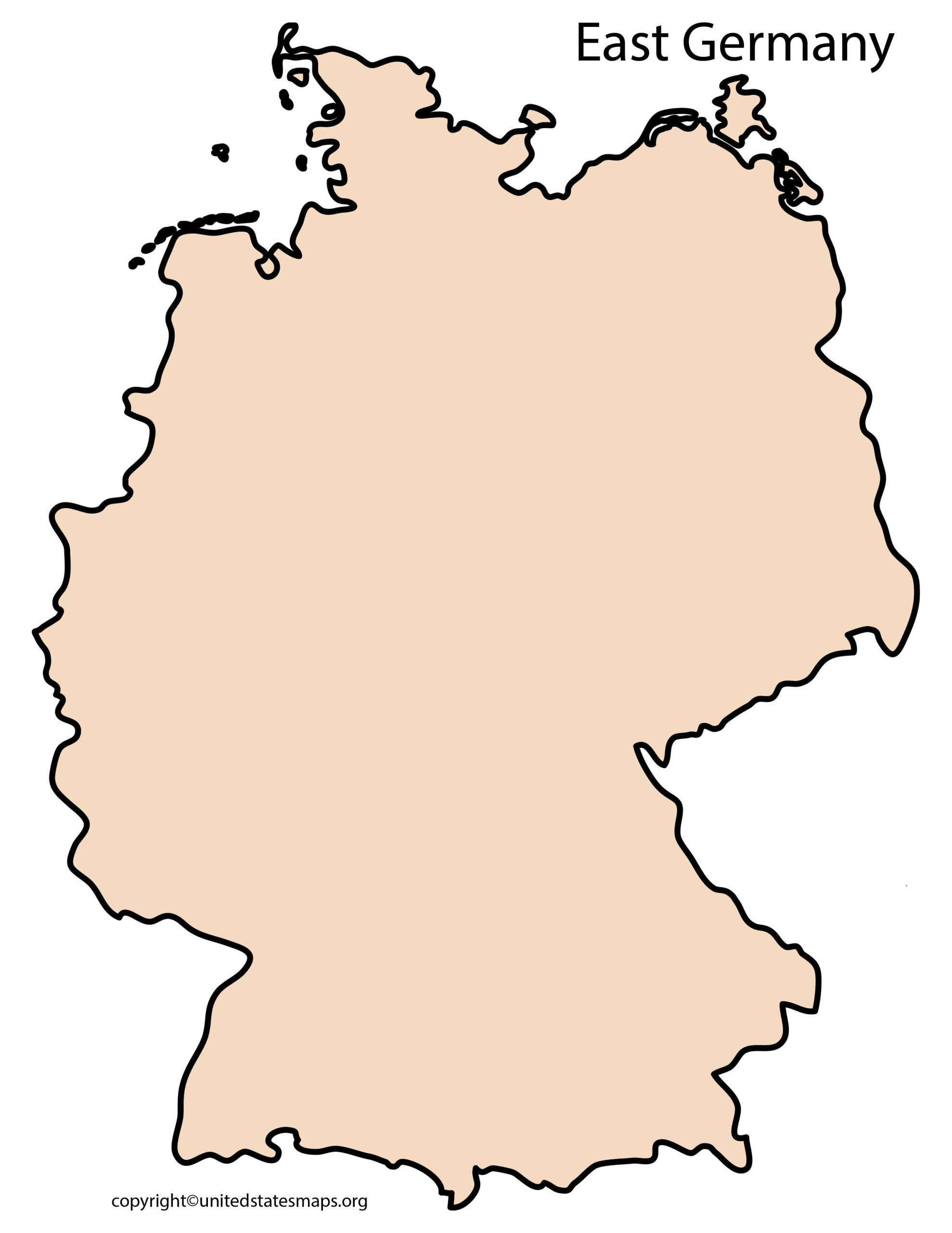 Blank East Germany Map | Map of East Germany Blank