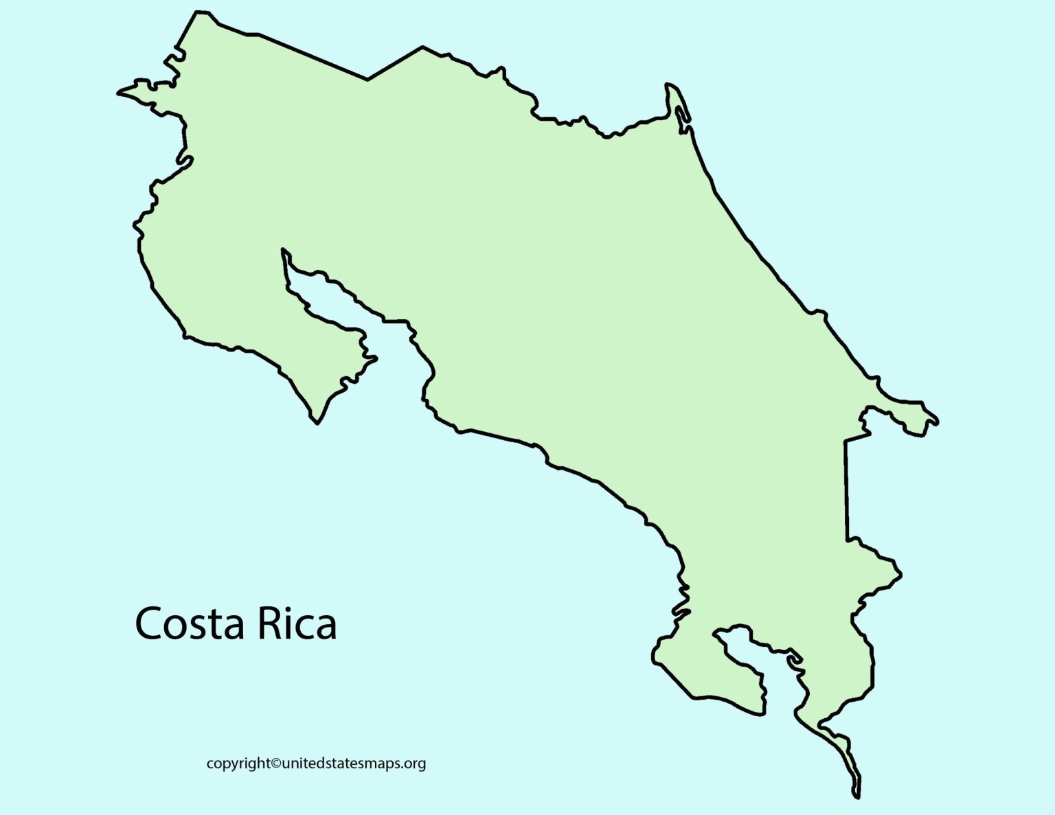Blank Costa Rica Map | Blank Outline Map of Costa Rica
