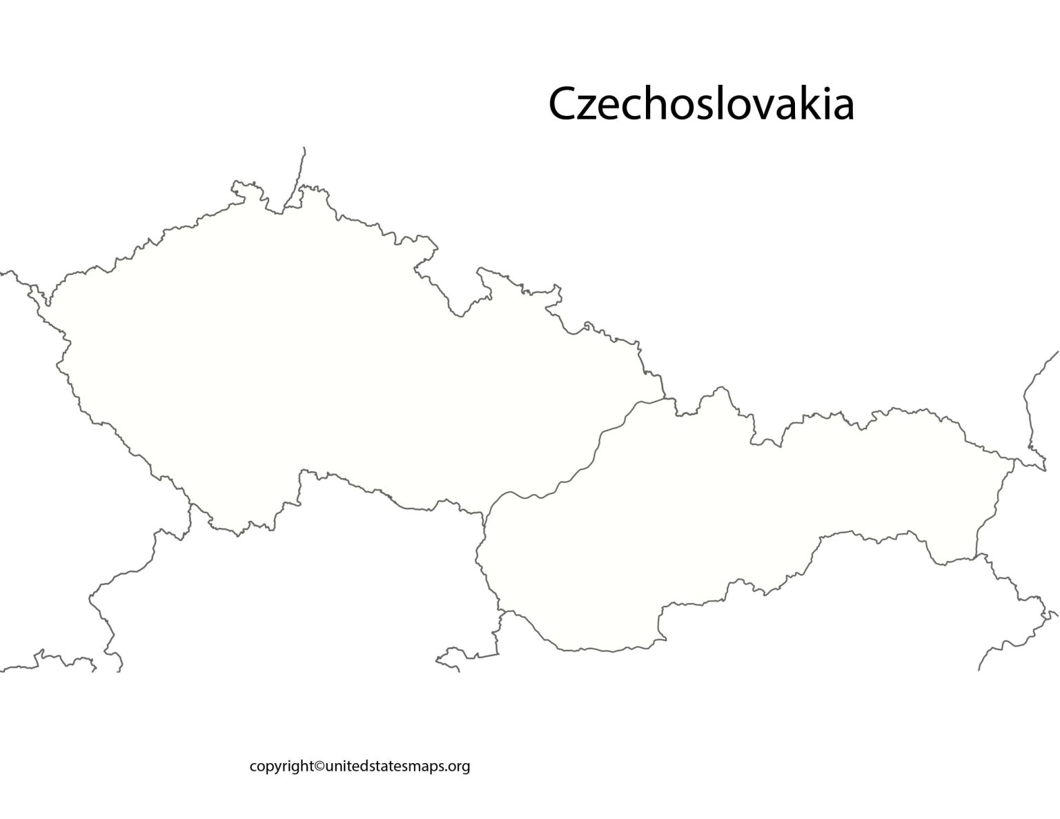 Blank Czechoslovakia Map | Map of Czechoslovakia Blank
