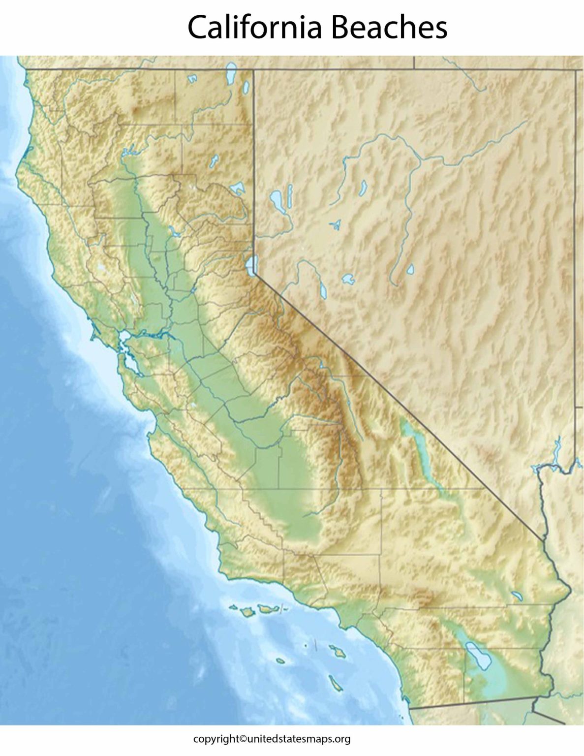 California Beaches Map | Map of California Beaches