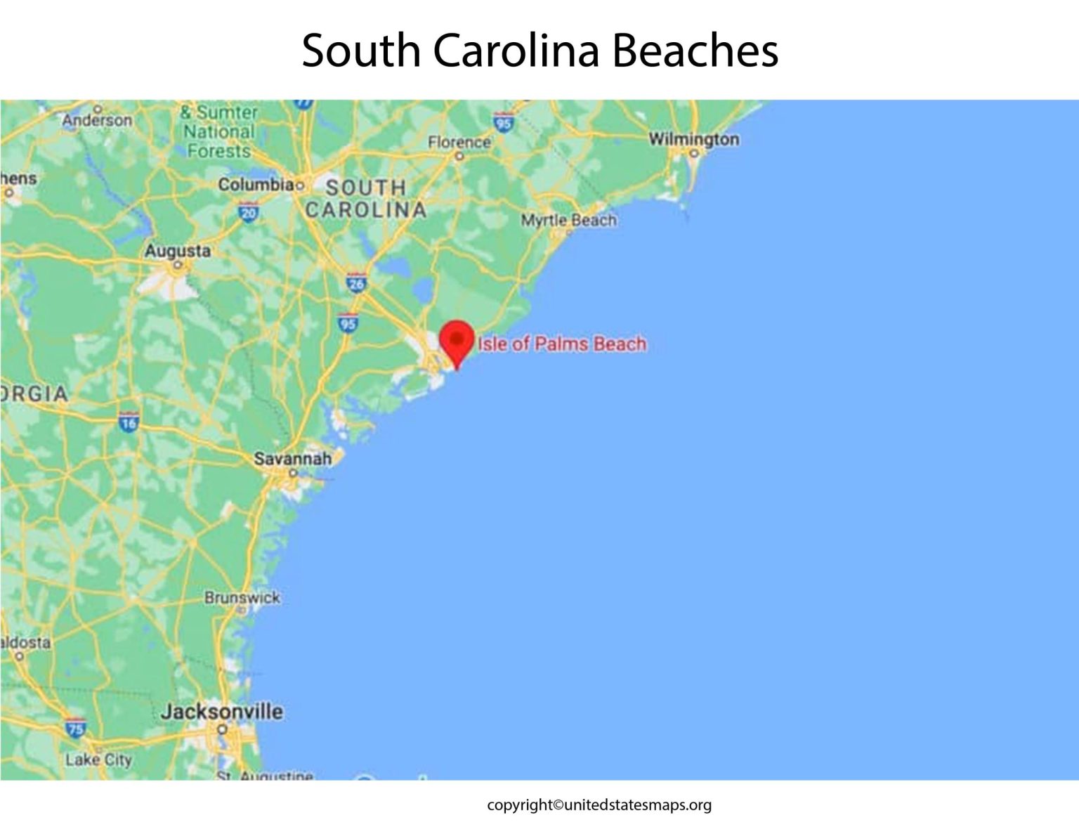 South Carolina Beaches Map | Map of South Carolina Beaches