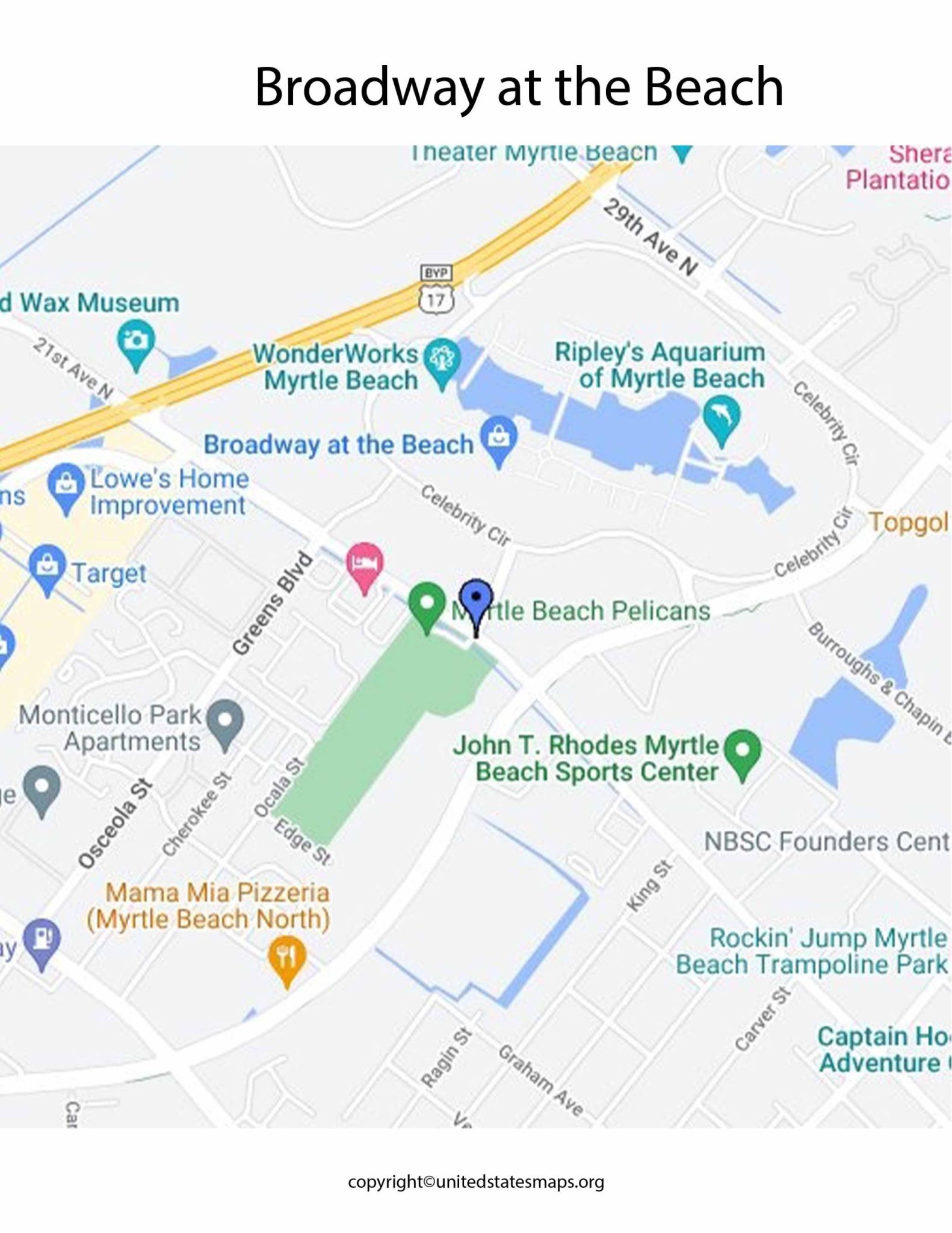 Broadway at the Beach Map | Map of Broadway at the Beach