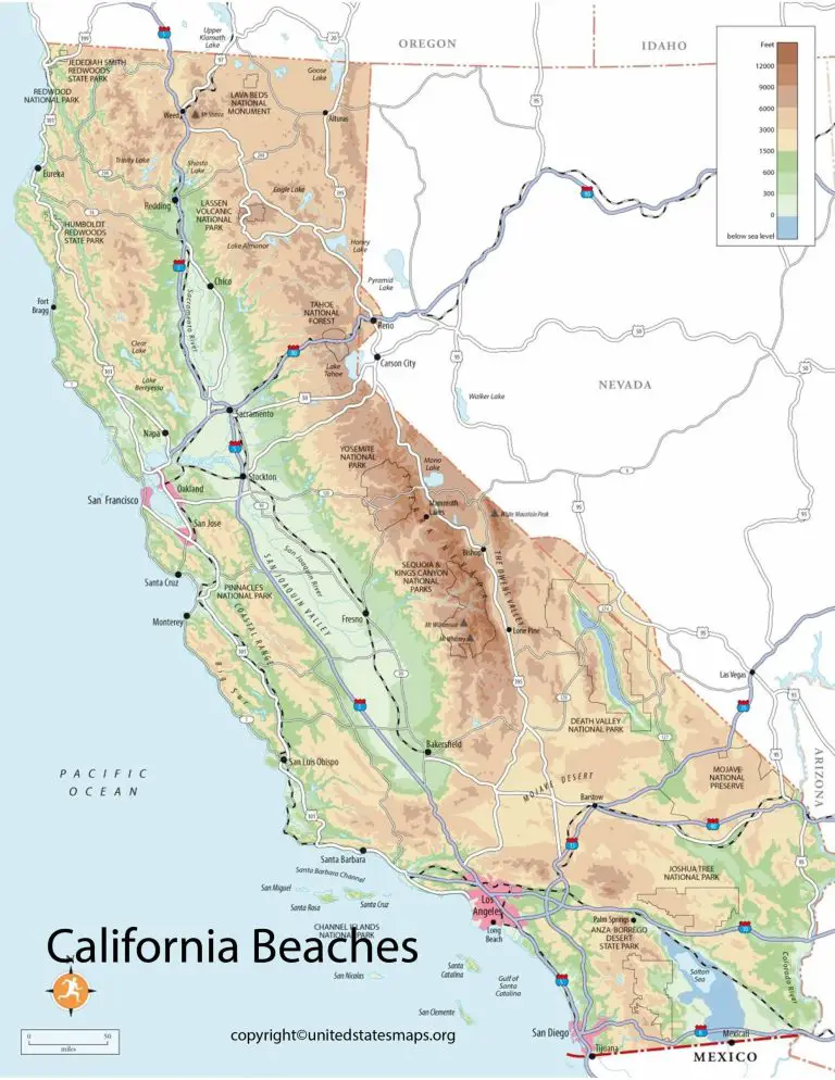 California Beaches Map | Map of California Beaches