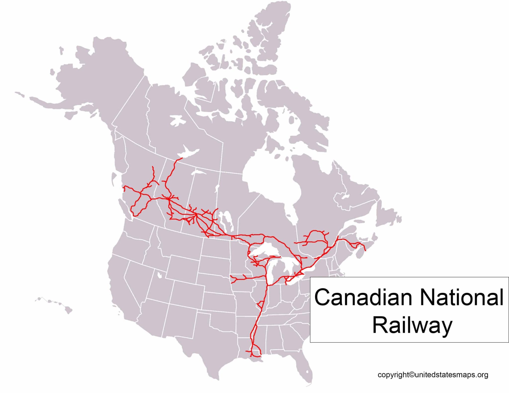 Canadian National Railway Map [Railroads Route System]