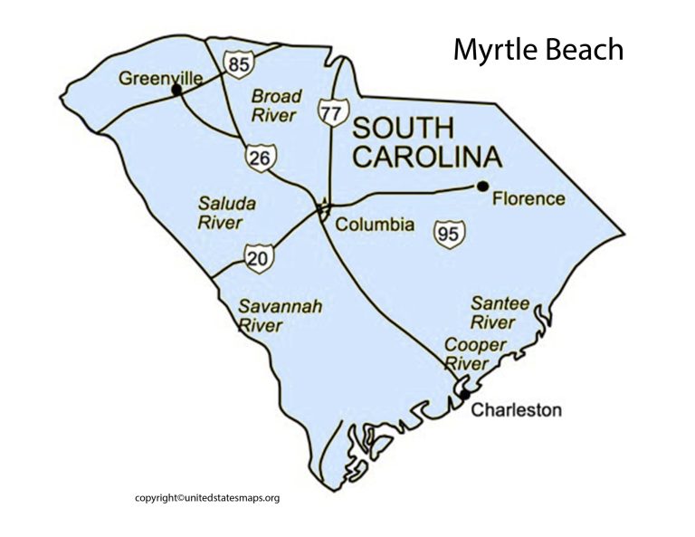 Myrtle Beach Map | Map of Myrtle Beach South Carolina