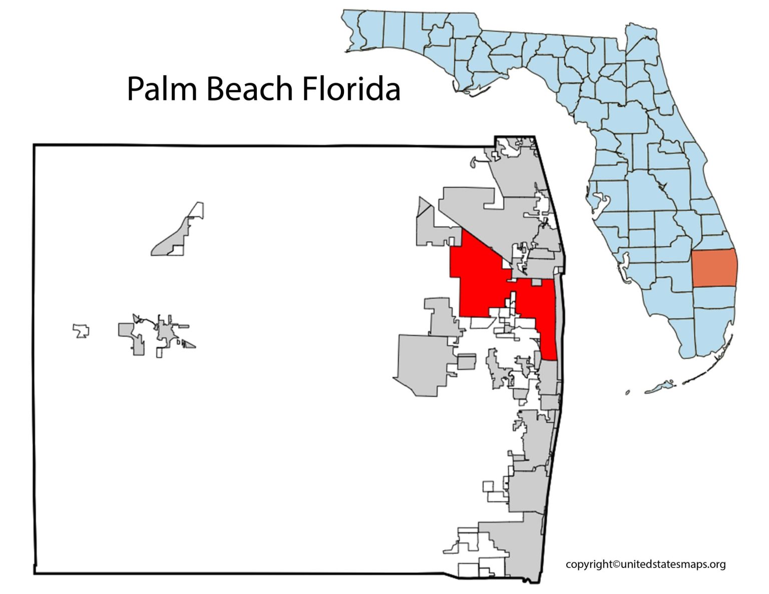 Palm Beach Florida Map | Map of West Palm Beach Florida
